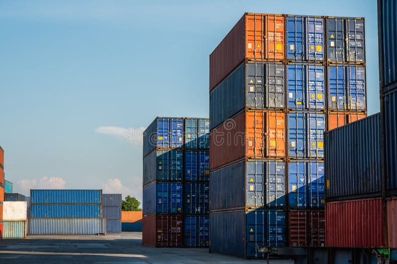 Stacking of Container Cargo Harbor. Business Logistics Import Export ...