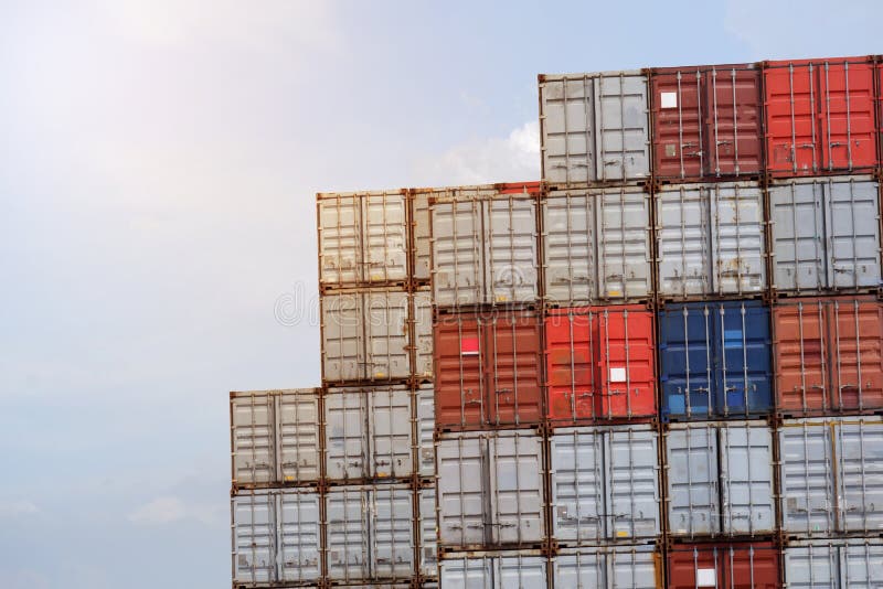 Stacking Shipping Containers on a Port or Rail Terminal Editorial Photo ...