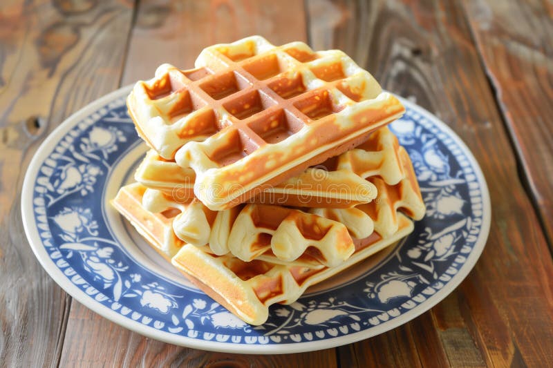 Stacking Cooked Waffles on a Serving Plate Stock Image - Image of sweet ...