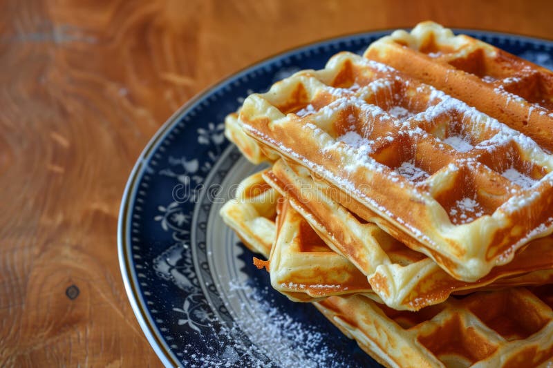 Stacking Cooked Waffles on a Serving Plate Stock Image - Image of sweet ...