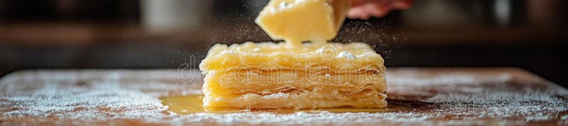 Stacking Dough Layers with Butter for a Perfect Pastry Stock ...