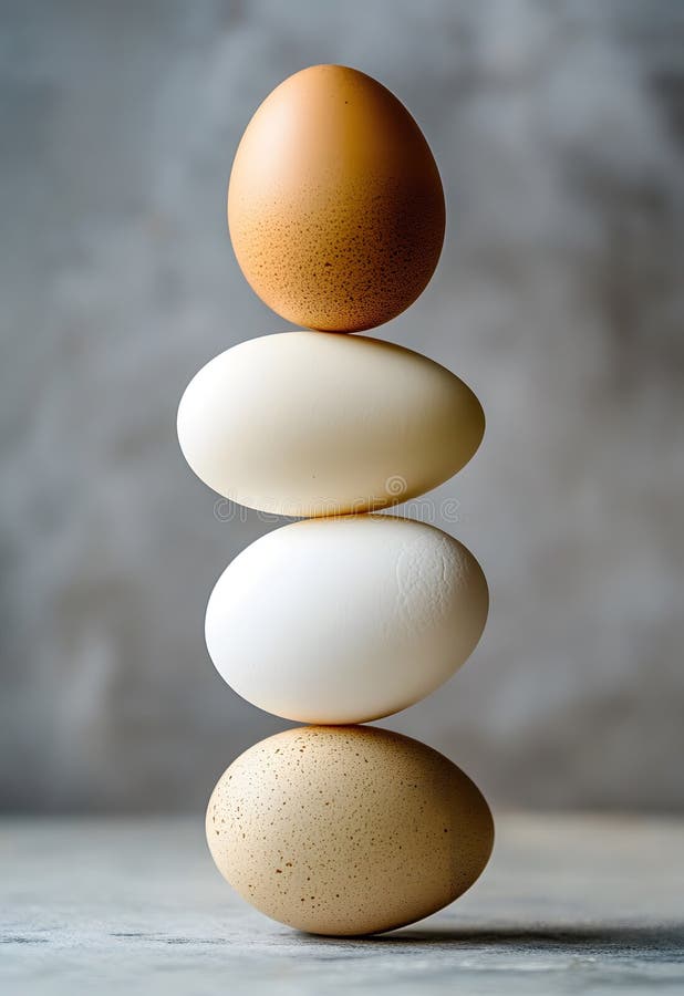 Stacking Eggs in a Balanced Formation Showcasing Different Colors and ...