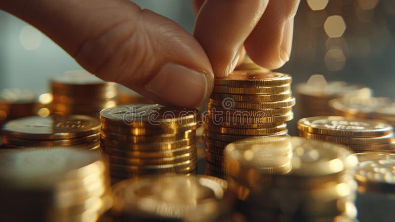 The Stacking Gold Coins. AI Generated Stock Image - Image of business ...