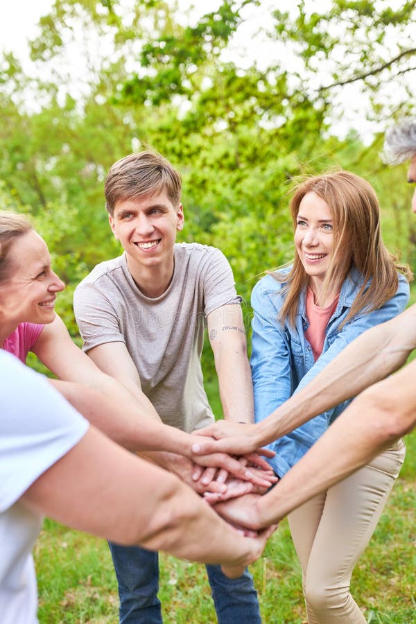 Stacking Hands As an Exercise for Motivation and Team Spirit Stock ...