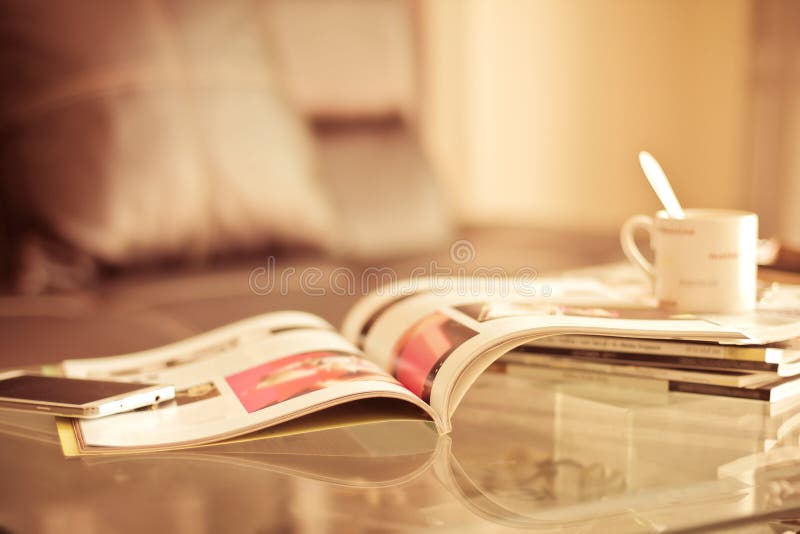 Stacking Magazine Place on Table in Living Ro Stock Photo - Image of ...