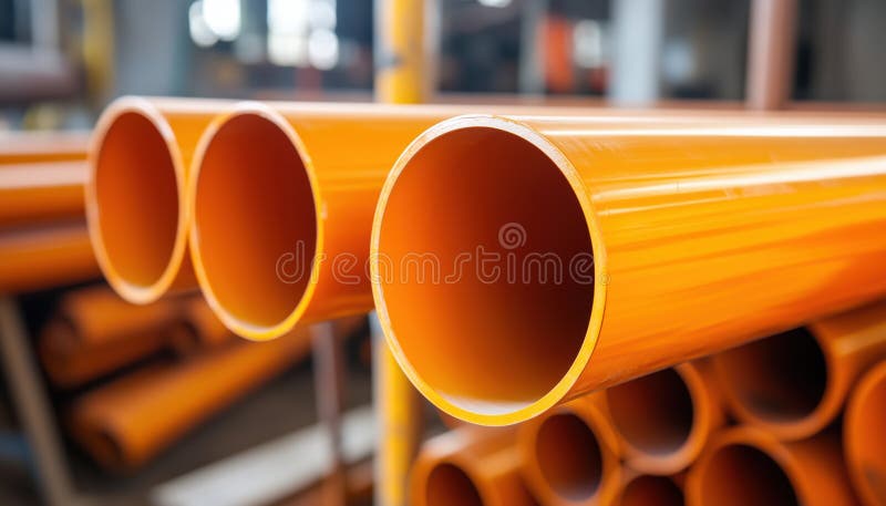 Stacking Orange Pvc Pipes at a Construction Site is the Main Focus of ...
