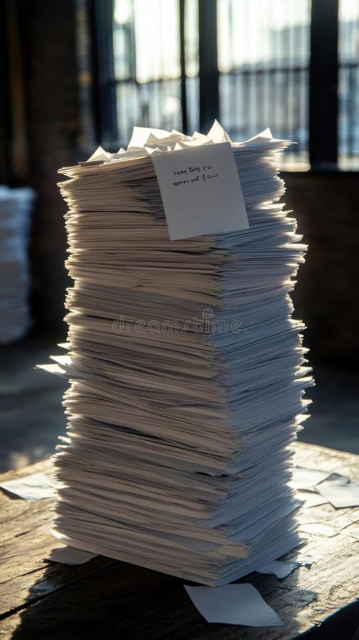 Stacking Paper on Table with a Note, Bureaucracy Concept and Deadline ...