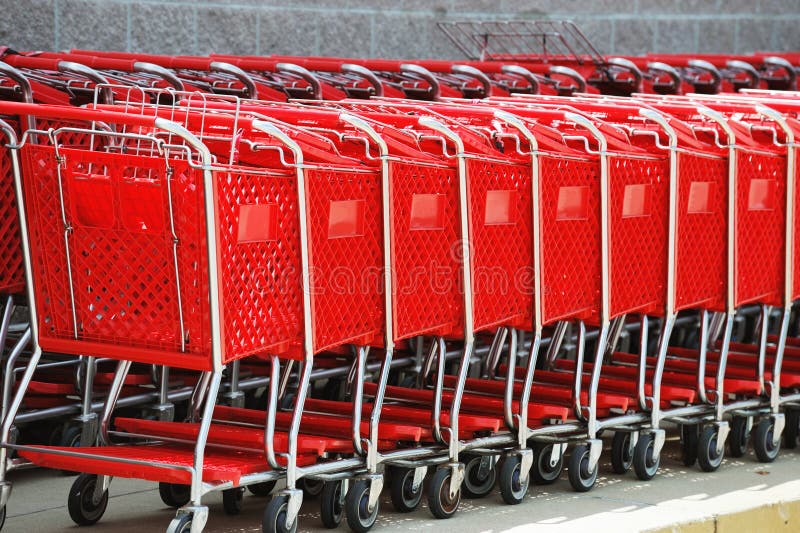Stacking Shopping Cart in a Row Stock Photo - Image of consumer ...