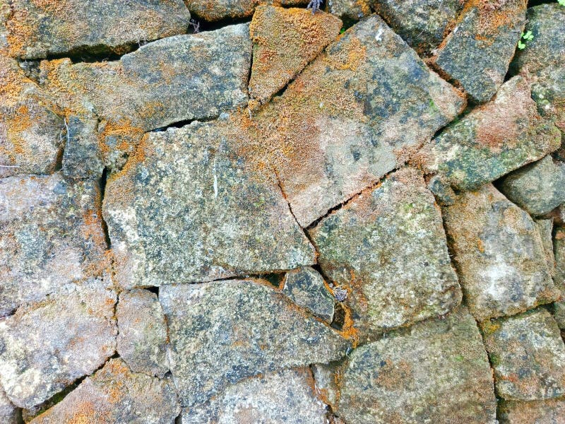 Stacking Stone Wall with Mossy Stock Photo - Image of foundation ...