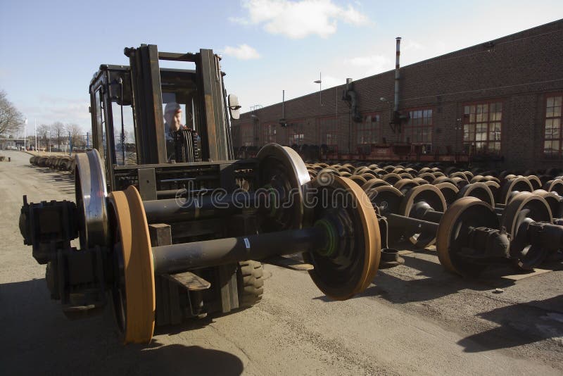 Stacking train-wheels stock image. Image of lift, work - 626745