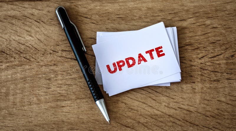 Update Text on Blackboard stock photo. Image of written - 33490526