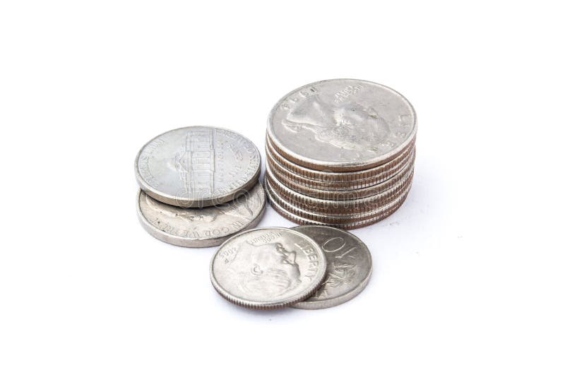 Stacking US coins stock image. Image of gold, coin, dollar - 45707525