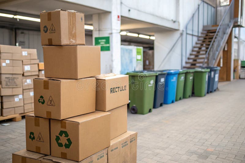 Stacking Used Cardboard Box for Recycling Stock Illustration ...