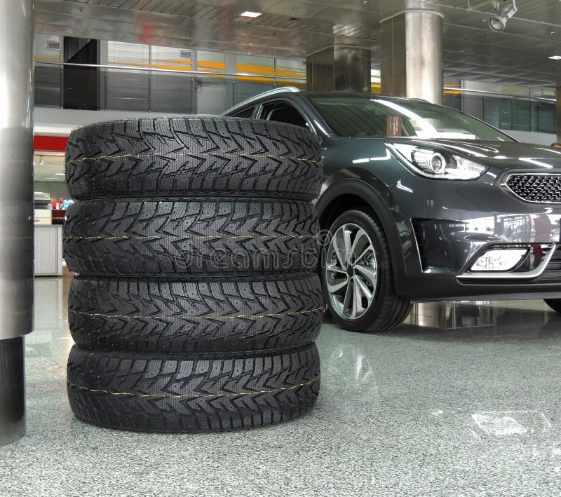 Stacking Vehicle Tires on the Floor in the Car Service Workshop Stock ...