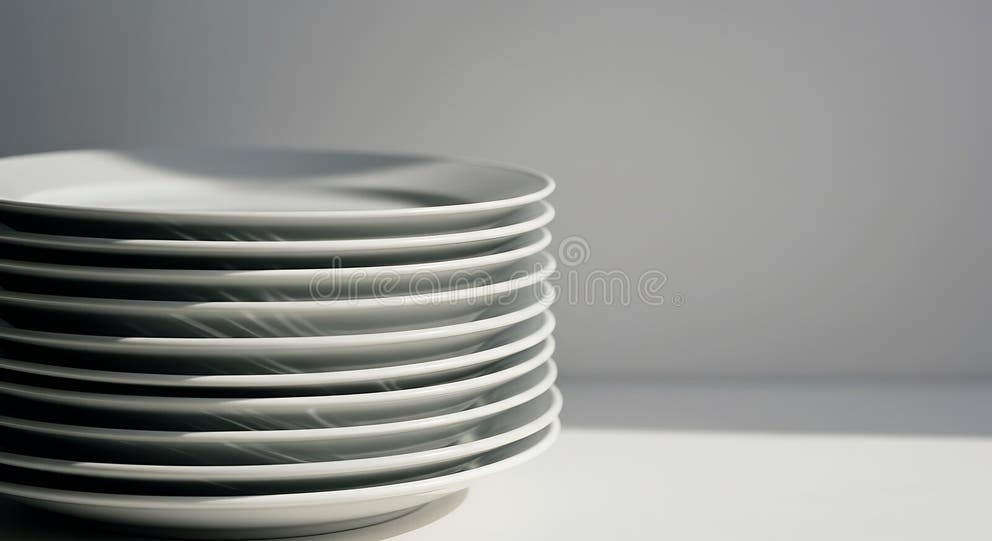Stacking White Dinner Plates Creating a Simple, Modern and Clean ...