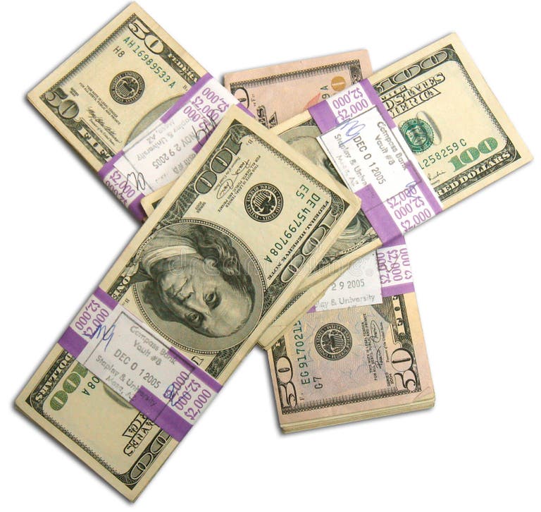 Stacks of 50 and 100 Dollar American Bills Stock Photo - Image of money ...