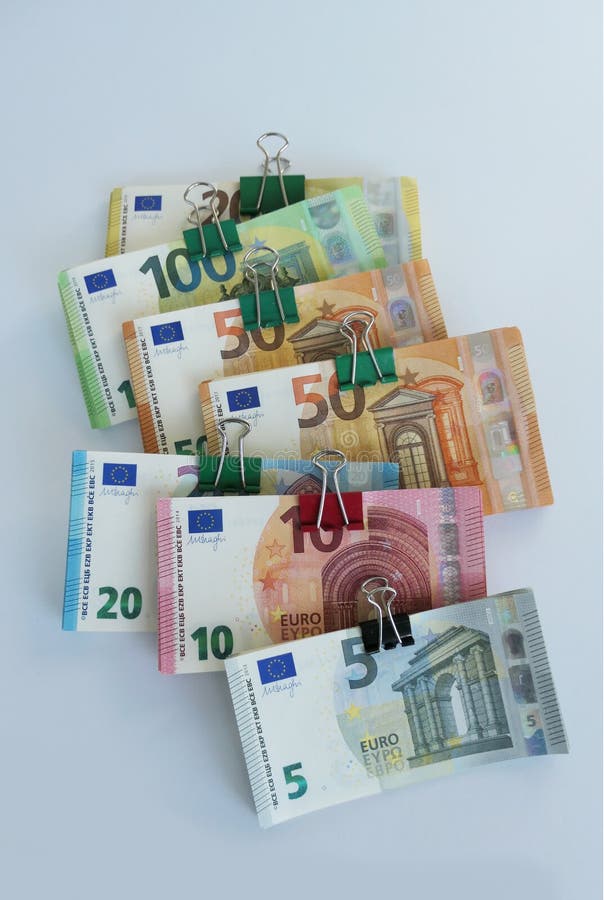 Euro Banknotes Stuck Together by a Bullfrog Clip Stock Photo - Image of ...