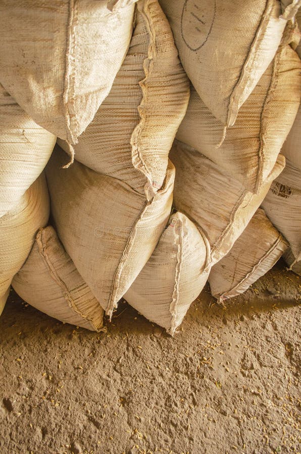 Stacks of Bags in Warehouse Stock Image - Image of freight, material ...