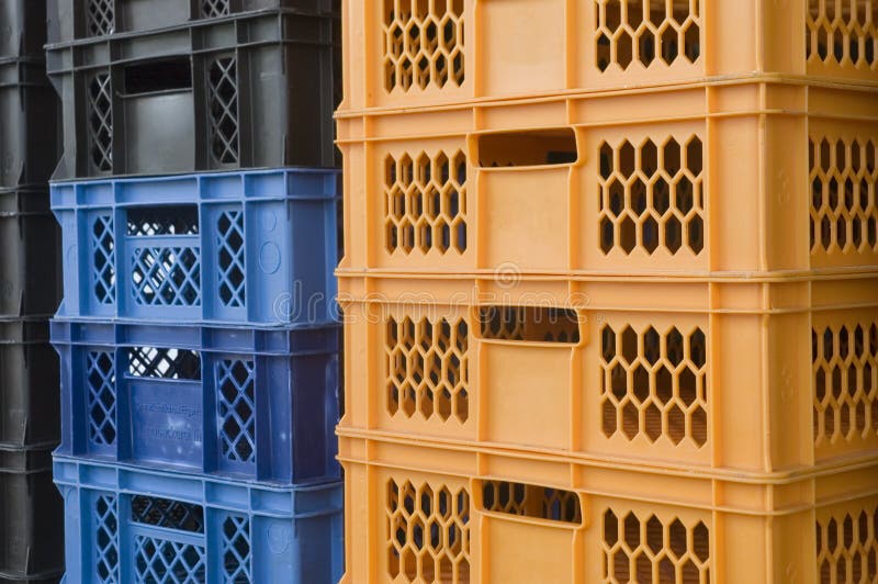 Stacks of bakery baskets stock image. Image of plastic - 105809161
