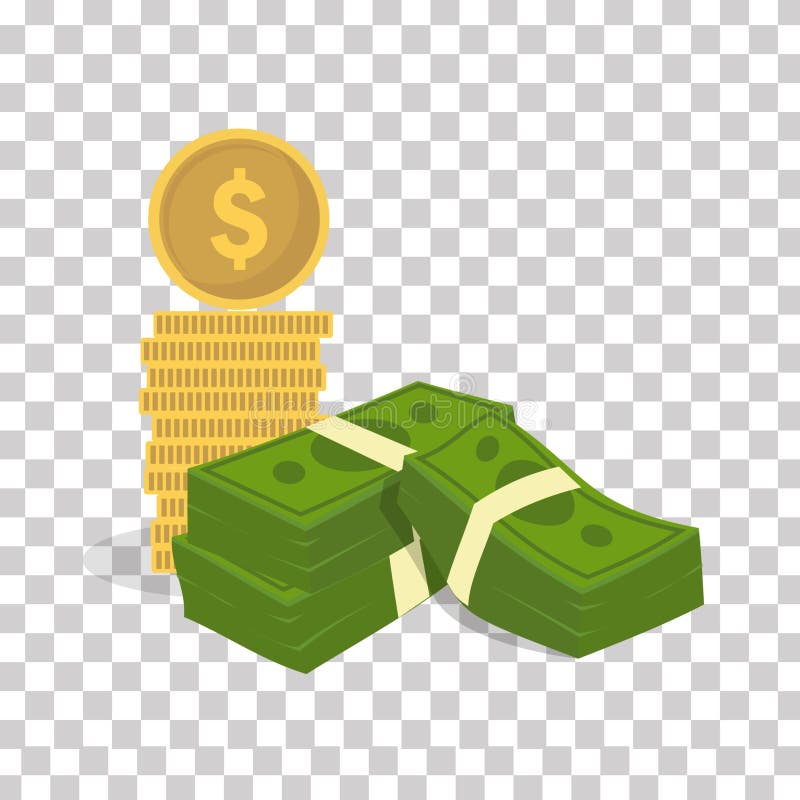 Stacks of Banknotes. Pile Paper Money and Coins Stock Vector ...