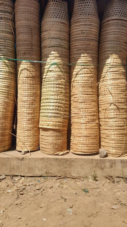 Stacks of Baskets for Fruit from Woven Bamboo Stock Image - Image of ...