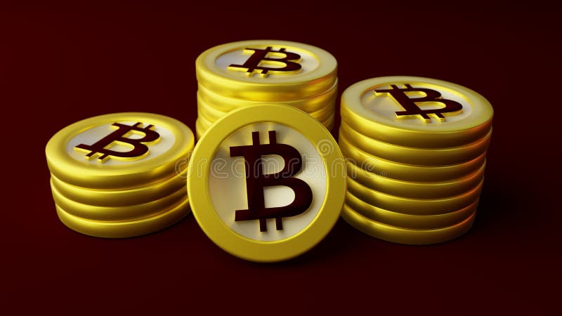 Stacks of bitcoins stock illustration. Illustration of digital - 147979609