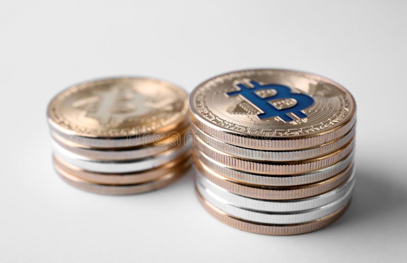 Row of Bitcoins on White. Digital Currency Stock Image - Image of ...
