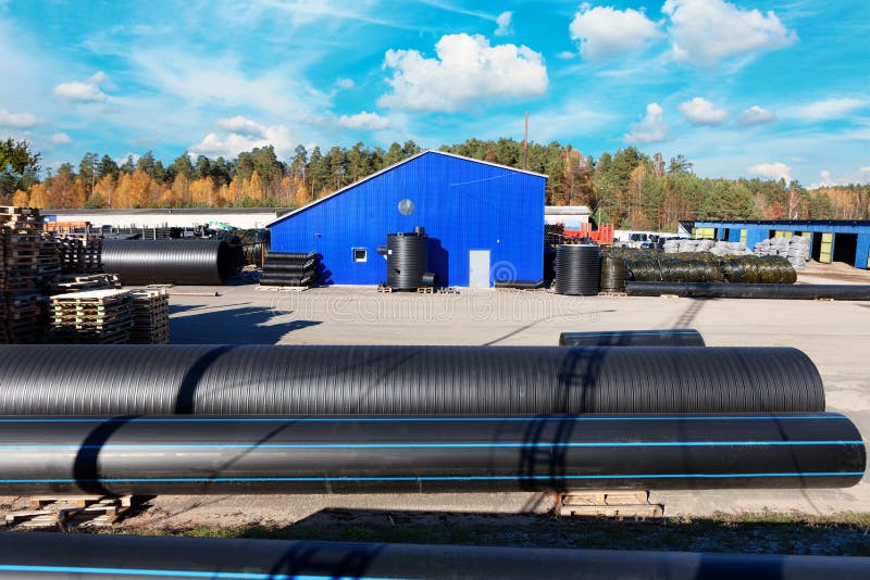 Stacks of Black Pvc Plastic Pipe Outdoors Stock Image - Image of pipe ...