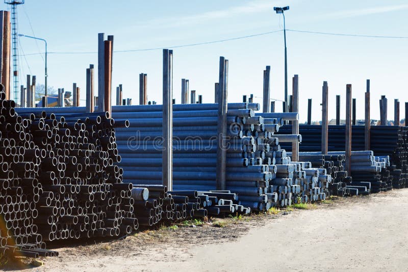 Stacks of Black Pvc Plastic Pipe Outdoors Stock Image - Image of bright ...