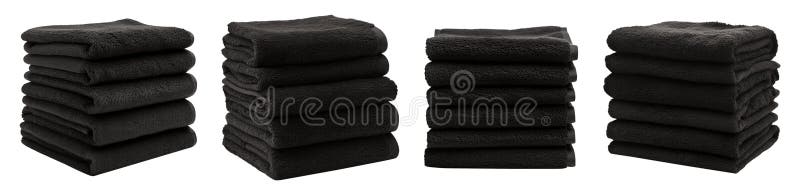 Stacks of Black Towels Isolated on Transparent Background Stock Photo ...
