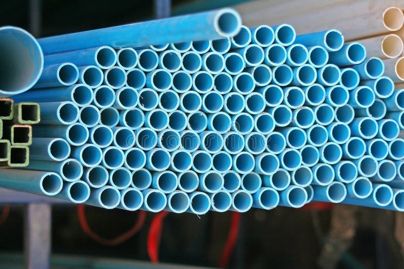 Stacks Blue Circle Pipes and Hollow Stock Photo - Image of construction ...