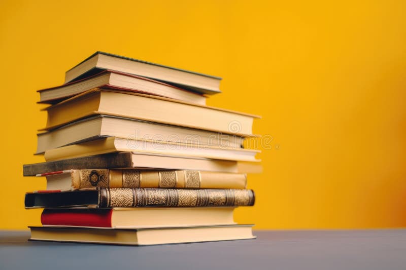 Stacks of Book Isolated on Orange Background. Generative AI Stock ...