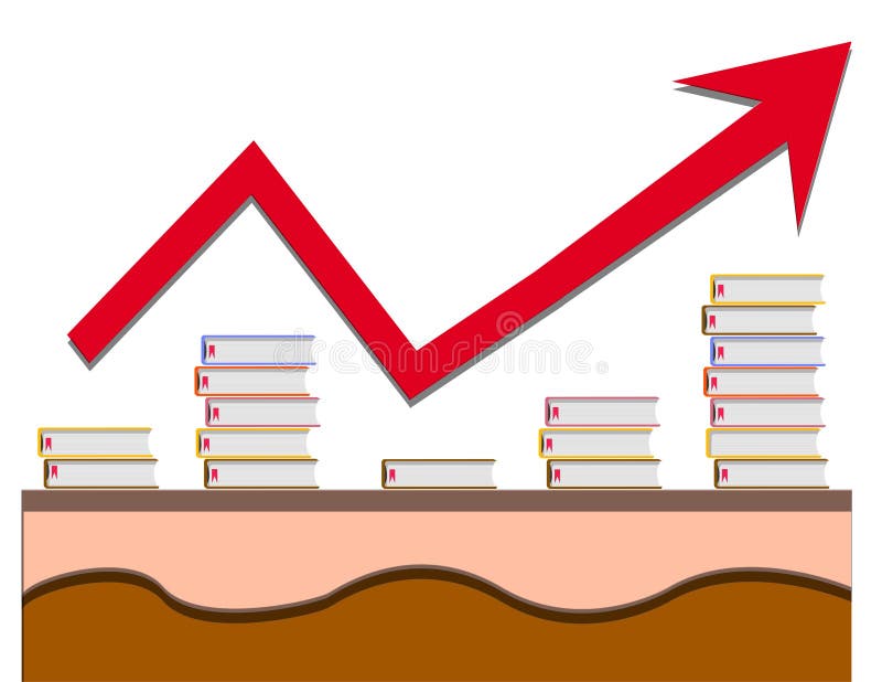 Stacks of Books and Ascending Chart Stock Vector - Illustration of ...