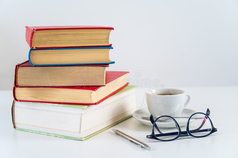 Stacks of Books on a Table. Stock Image - Image of exam, education ...