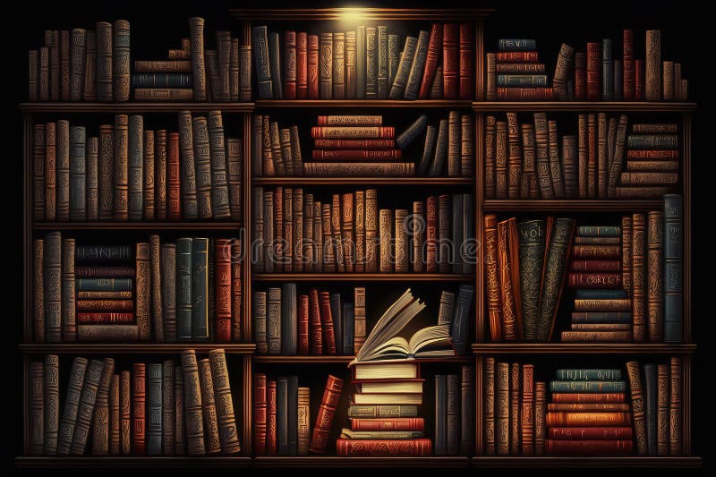 Stacks of Bookshelves, Filled with Different Kinds of Books Stock ...