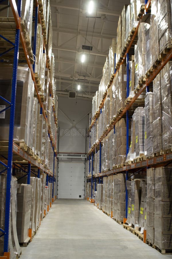 Stacks of Boxes in an Industrial Warehouse. Stock Image - Image of ...