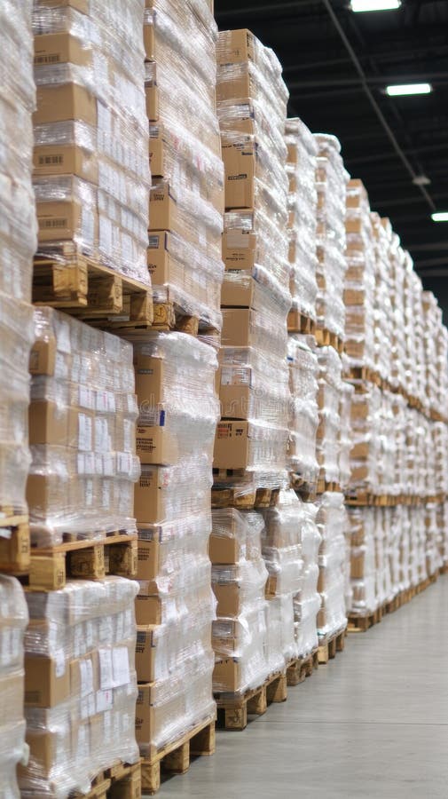 A Large Warehouse Filled with Lots of Pallets Stock Illustration ...