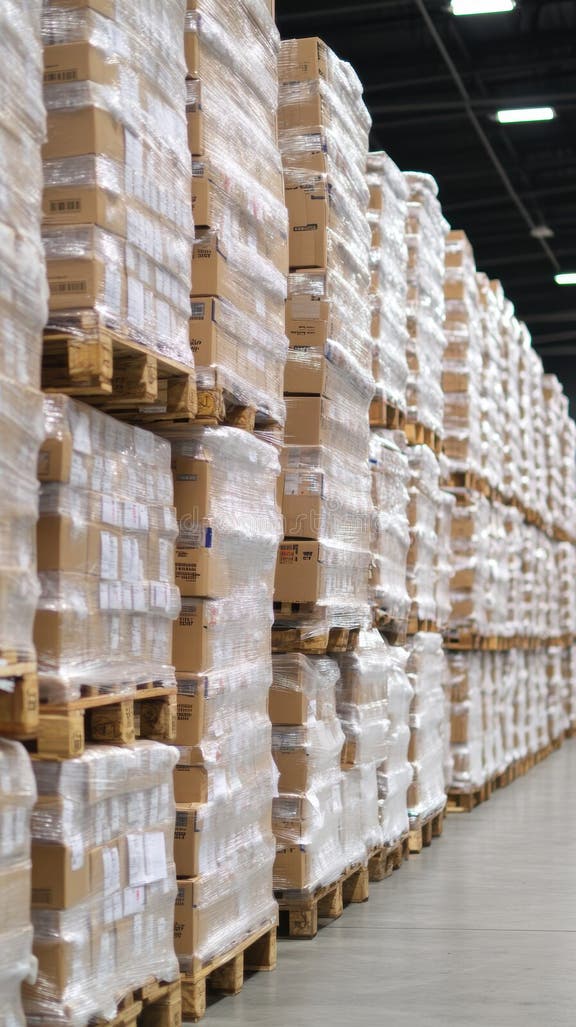 Stacks of Boxes in Large Warehouse for Bulk Product Storage Stock ...