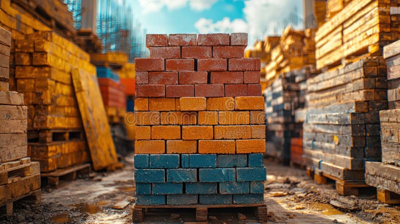 Stacks of Bricks Ready for Construction on a Construction Site Stock ...