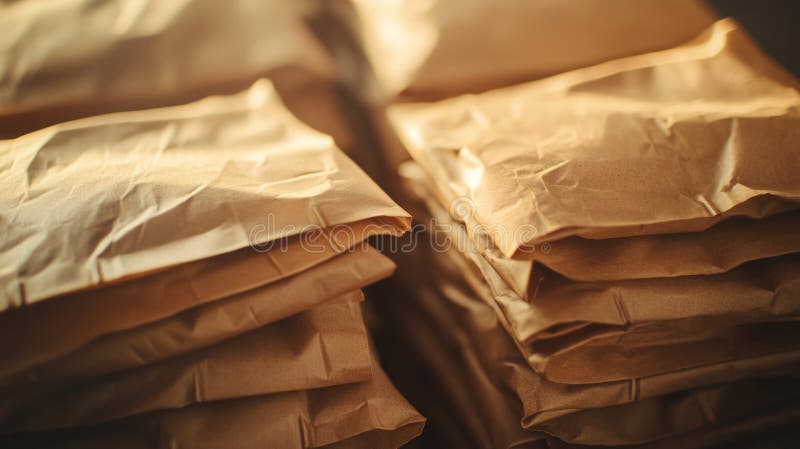 Stacks of brown paper bags stock image. Image of bags - 382526965