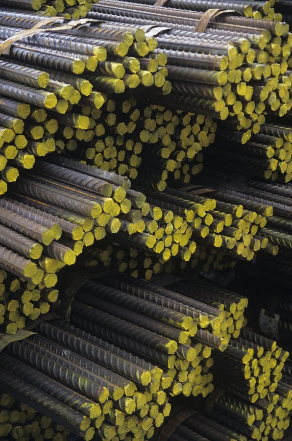 Stacks of Bundles of Steel Rebar Stock Photo - Image of objects, full ...
