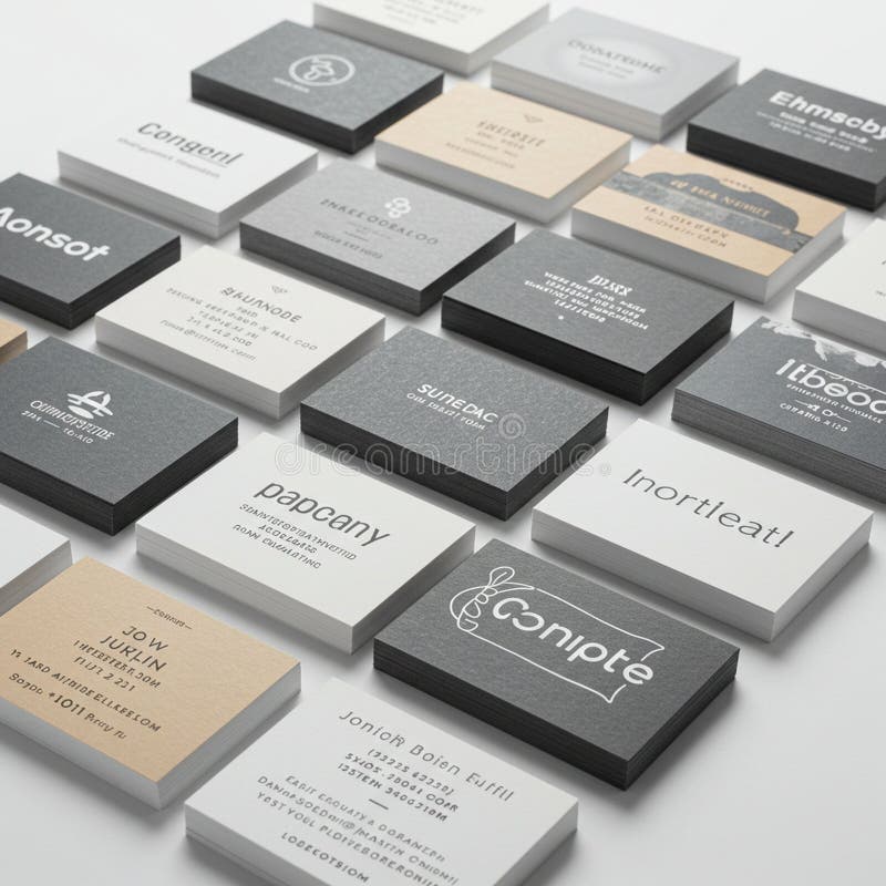 Stacks of Business Cards Arranged in a Diagonal Pattern Showcase ...