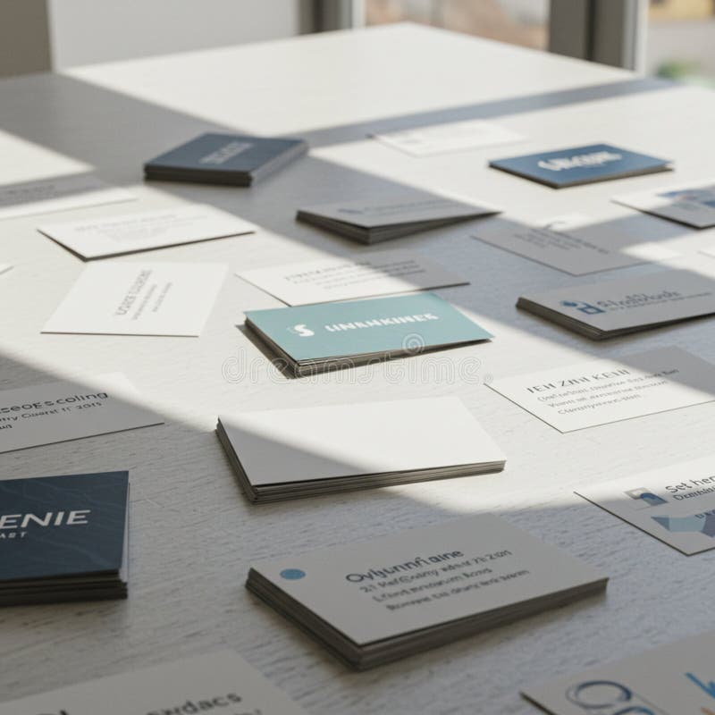 Stacks of Business Cards Spread Across a Light-colored Table, Some ...