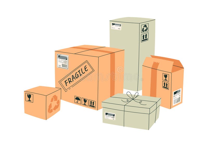Stacks of Cardboard Boxes Flat Icon Deliver Parcels Stock Vector ...