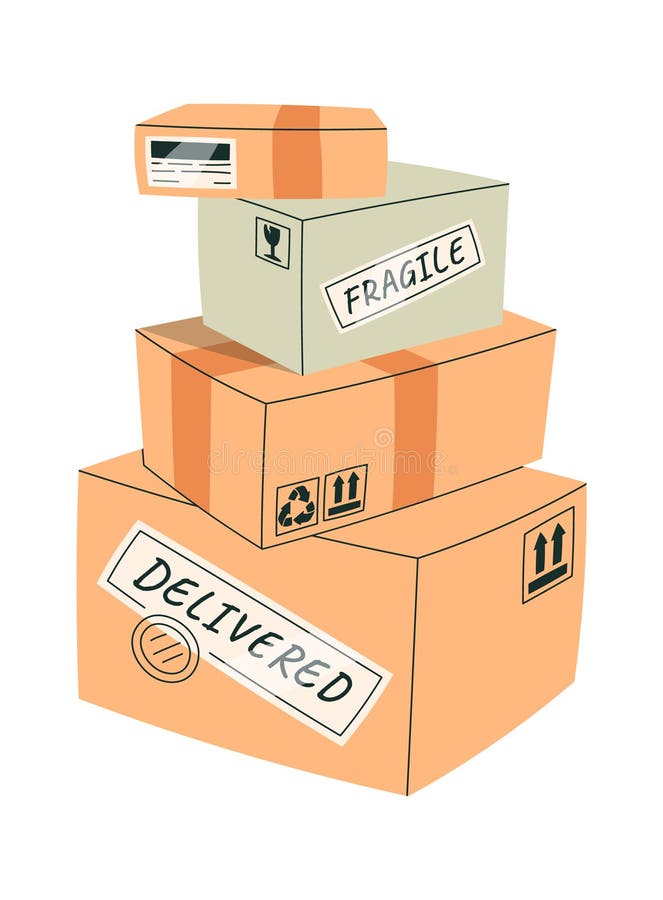 Stacks of Cardboard Boxes Flat Icon Deliver Parcels Stock Vector ...