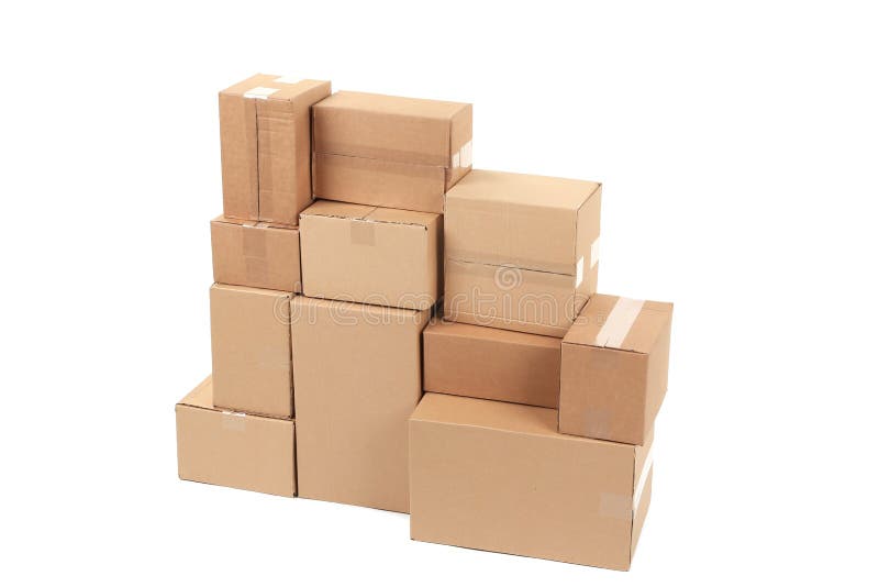 Closed Shipping Cardboard Box Isolated on White Stock Image - Image of ...