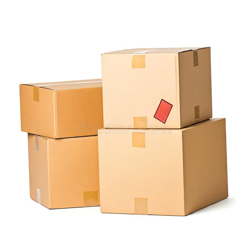 Stacks of Cardboard Boxes Isolated on White Backgroundt Stock ...