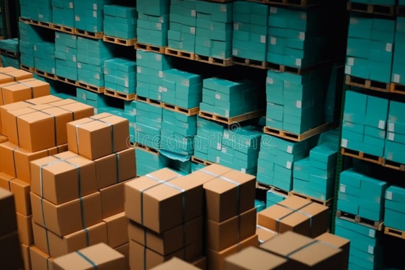 Stacks of Cardboard Boxes for Parcels Stand in a Warehouse. Logistics ...