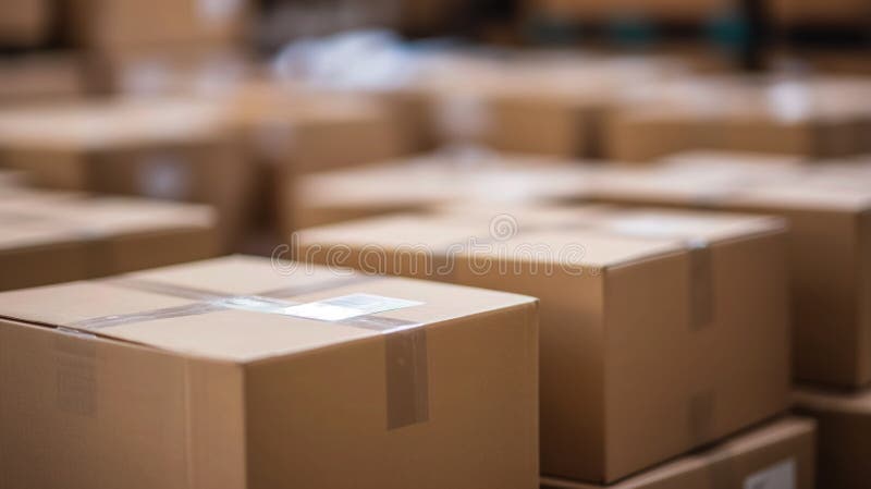 Stacks of Cardboard Boxes in a Warehouse Stock Illustration ...