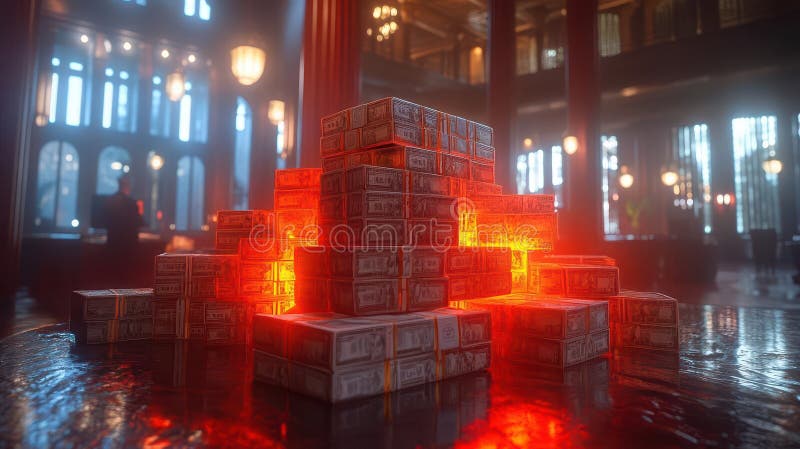 Stacks of Cash, Illuminated Stock Illustration - Illustration of stacks ...